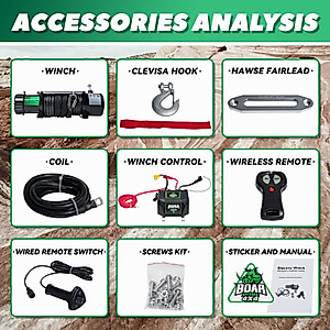 OFF ROAD BOAR 13000 Lb Winch, Electric Winch 12V with Synthetic Rope, Roller Fairlead, Waterproof IP67 ATV UTV Jeep Winches with Wireless Remote and Wired Control