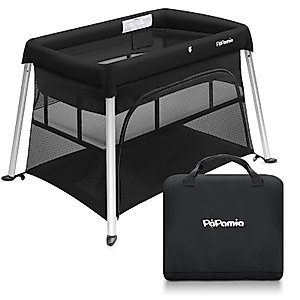Travel Crib,PAPAMIA Light Portable Crib with Mattress | Foldable Playpen for Babies and Toddlers | Play Yard with Lightweight Handbag Design | Safety Certified