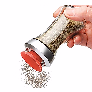 Trudeau Set of 2 Salt and Pepper Pop Table Shakers, Small, Red