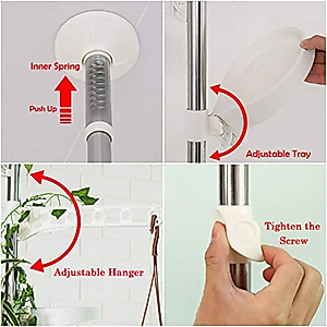 BAOYOUNI 7-Layer Indoor Plant Stands Spring Tension Pole Metal Flower Display Rack Space Saver Corner Floral Pot Hanger Shelf, Ivory