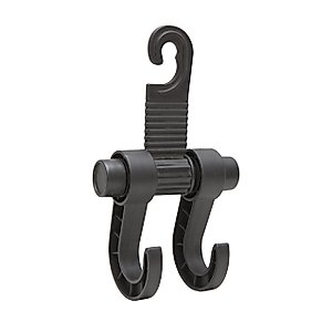 Maxsa 25526 Headrest Hanger 2 Hook Organizer for Bags, Purses and Car Storage, Black