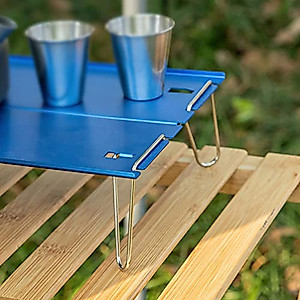Gadpiparty Small Folding Camping Table: Portable Aluminum Outdoor Folding Table Camp Table Lightweight Beach Table for Picnic Cooking Beach Backpacking Blue