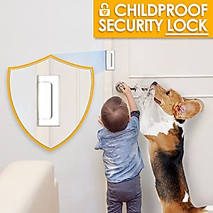 Home Security Door Lock, Childproof Reinforcement Lock with 3" Stop 4 Screws Withstand 800 lbs for Inward Swinging Door, Upgrade Night to Defend Your