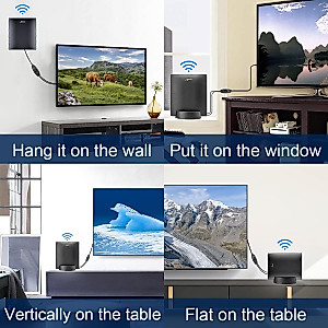 2024 TV Antenna for Smart TV, TV Antenna Indoor Outdoor, Long Range Reception HD Antenna, Digital TV Antenna Supports 4k (Black)