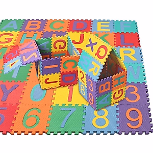Kangler Kids Foam Puzzle Play Mat (36-Piece Set) 5.9inch x 5.9inch Interlocking EVA Floor Tiles with Alphabet and Numbers