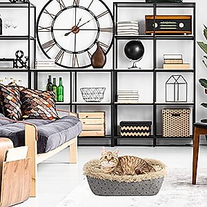 SCENEREAL Self-Warming Cat Bed Mat for Cats Small Dogs, Function 2 in 1 Soft Plush with Anti-Slip Bottom, Washable Pet Mat Autumn Winter Indoor Snooze Sleeping for Kittens Puppy Dog