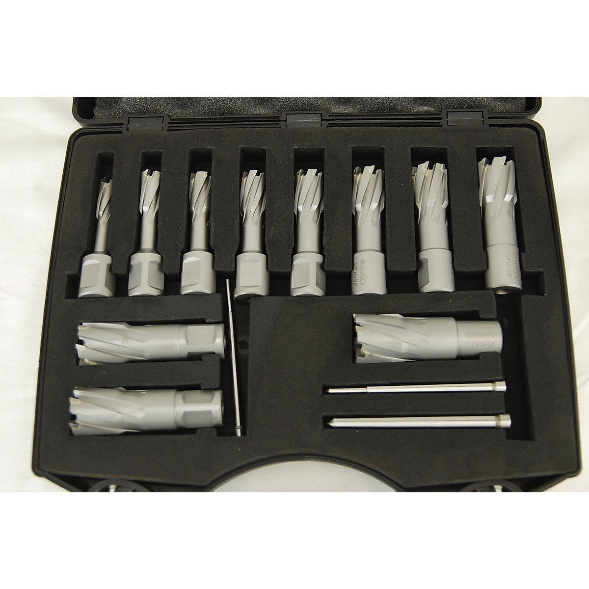 BLUEROCK 13 Piece 1-3/8" Depth Tungsten Carbide Tip (TCT) Annular Cutter Set of 11 for Magnetic Drill