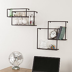 SEI Furniture Zyther Contemporary Metal Wall Shelves, 4 pc Set, Antique Black