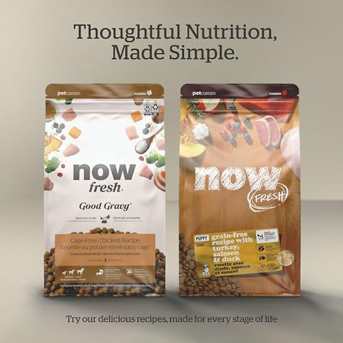 Now Fresh Grain-Free, Dry Dog Food, Real Meat and Fish, Turkey, Salmon and Duck Senior Recipe, All Breed Size, 22 lb Bag