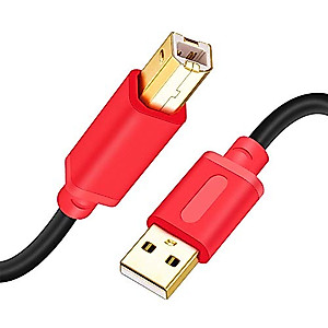 Printer Cable 30Ft,Tan QY USB 2.0 High Speed Gold-Plated Connectors Printer Scanner Cable Cord A Male to B Male for HP, Canon, Lexmark, Dell, Xerox, Samsung etc (30Ft, Red)