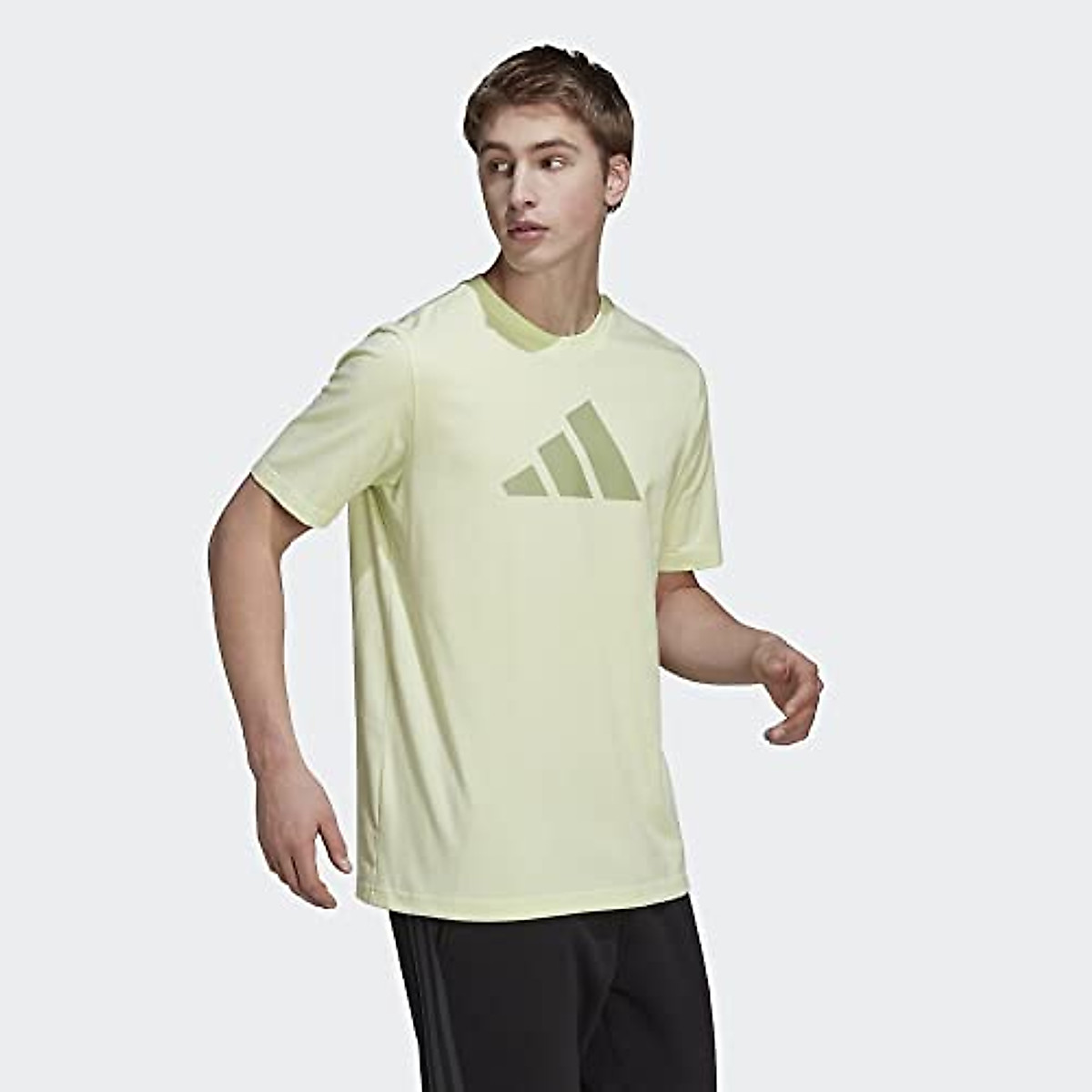 adidas Men's Future Icon Three Bar Tee, Almost Lime, Medium