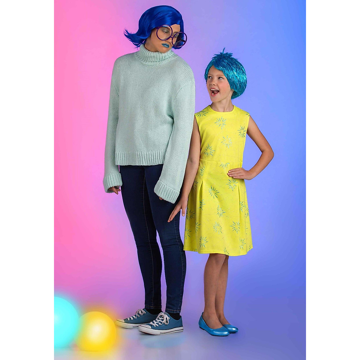 Fun Costumes Disney and Pixar Inside Out Sadness Dress for Adults, Deluxe Women's Sadness Outfit for Halloween and Cosplay (Medium) Blue