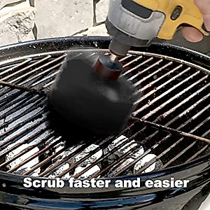 ABN Power Scrubber Cleaning Brush Set for 1/4in Drive Drill - 4 Piece Black Hard Bristle Shower Scrubber, Baseboard Cleaner, Scrubbing Brush Kit Set for Home and Auto Car, Boat, Deck, Hot Tub, Carpet