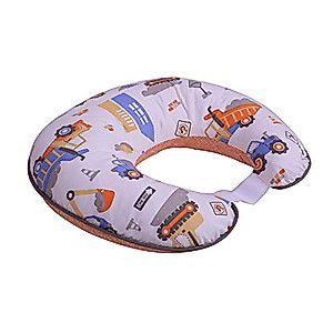 Bacati - Construction Multicolor Boys Nursing Pillow with POLYFILLED Insert Ultra-Soft 100% Cotton Fabric in a Fashionable Two-Sided Design