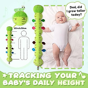 Awotoy Baby Toys 0 to 12 Months, Musical Stuffed Animal Activity Soft Toys with Multi-Sensory Crinkle, Rattle and Textures, Infant Tummy Time Toys for Newborn Boys Girls, Caterpillar, Green