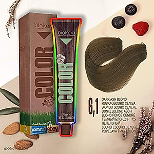 Natural Organic Hair Color Dye PERMANENT by Salerm Biokera (6, 1: Dark Ash Blond), 2.3