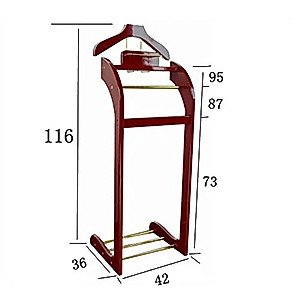 FOLREORP Suit Valet Stand Freestanding with Top Tray Contour Hanger Trouser Bar Shoe Rack Tie & Belt Wardrobe Valet Stand Stand Organizer for Both Living Room and Bed Room Pine