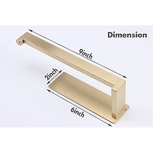 Vanloory Hand Towel Holder, Strong Self Adhesive Hand Towel Ring, Thicken SUS304 Stainless Steel Hand Towel Bar/Rack, No Drilling Modern Hand Towel Hanger (Brushed Gold, 9 in)