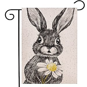 Ogiselestyle Welcome Rabbit Garden Flag Vertical Double Sided, Spring Easter Bunny Daisy Holiday Yard Outdoor Decoration 12.5 x 18 Inch