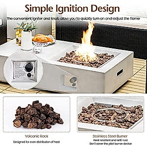 Giantex Outdoor Fire Pits 48-Inch - Rectangle Patio Propane Gas Fire Pit Table W/ Lava Rocks & Protective Cover, 40,000 BTU Heat Output, Deck Firepit for Outside, Backyard, Poolside, Garden, Gray