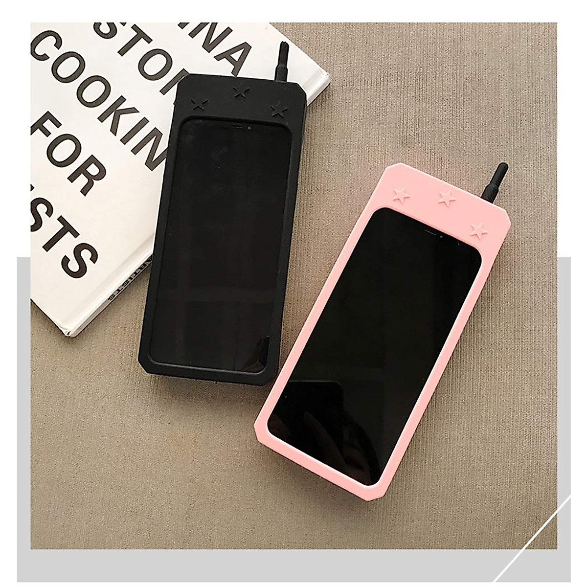 UnnFiko 3D Silicone Case Compatible with iPhone 14 Pro Max, Retro Classic Creative Soft Rubber Bumper Cover Cool Fun Thick Protective Stand Case (Retro Cellphone Black, iPhone 14 Pro Max)