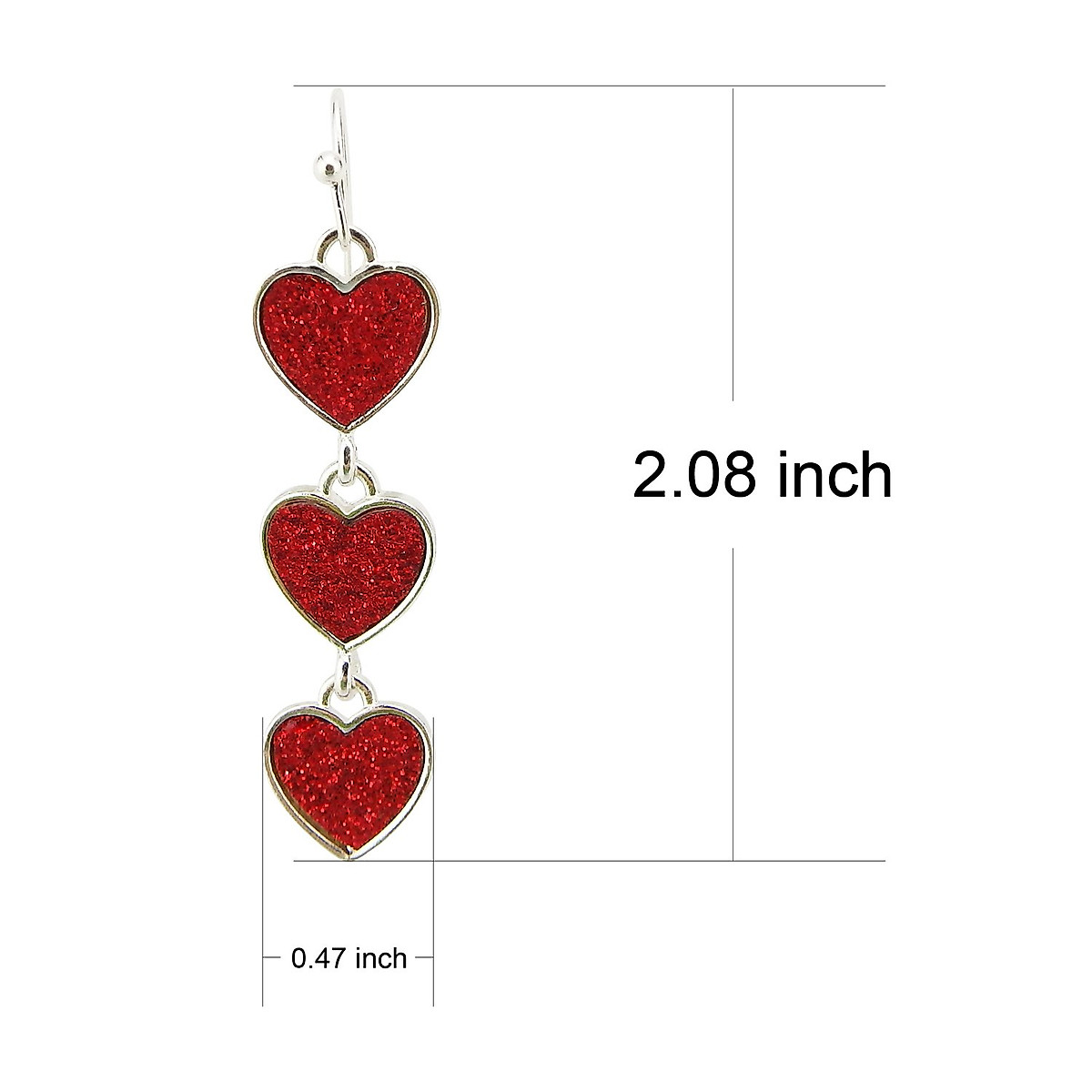 Multi New Red Interlocking Heart Dangle Earrings For Women Alloy Silver