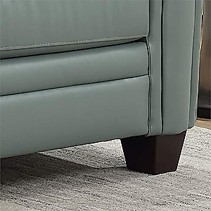 MAKLAINE Tufted Transitional Leather Sofa in Spa Green Finish