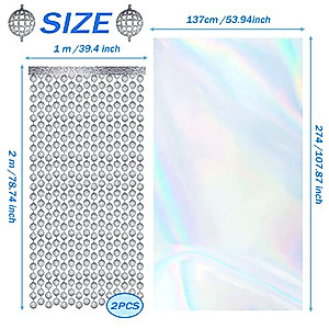 JIANGLAI Disco Ball Foil Curtain 2 pcs and 1 Piece Party Tablecloth- Last Disco Bachelorette Party Decorationsfor 60s 70s 80s 90sDisco Birthday Party Backdrop, Wedding (Sequin Silver)