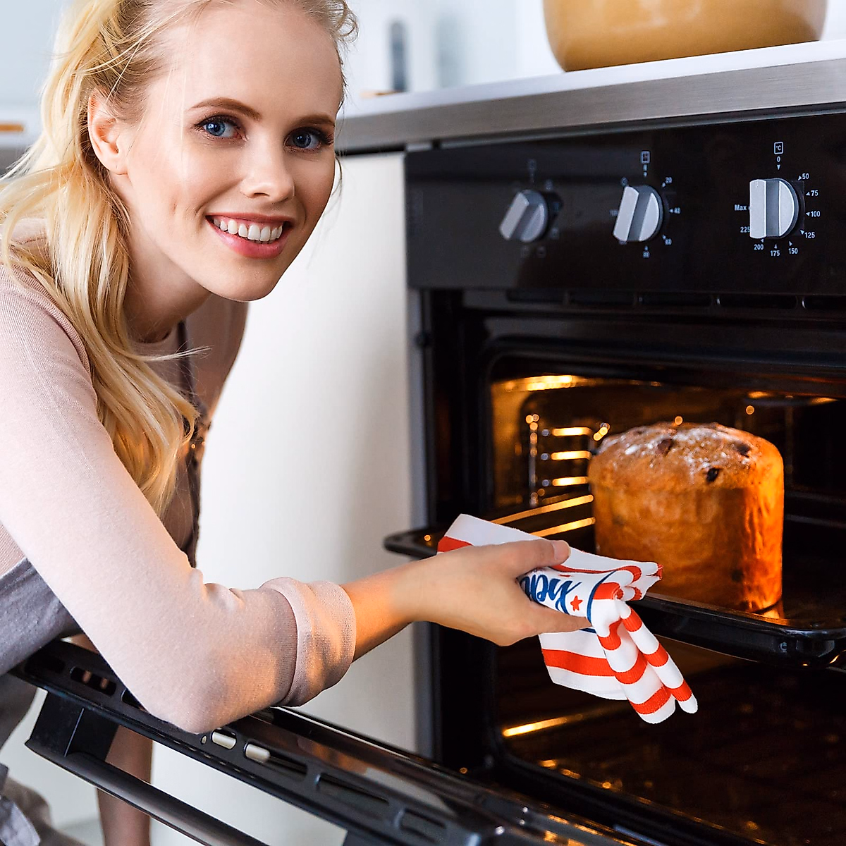 Kajaia 4 Pcs Labor Day Kitchen Towels 17.72 x 23.62 Inch Patriotic Stars and Stripes Dish Towels 4th of July Hand Towels American Flag Dish Towel Red White Blue Tea Towel for Bathroom Room Decorations