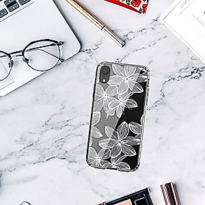 iPhone XR Case, RANZ Anti-Scratch Shockproof Series Clear Hard PC+ TPU Bumper Protective Cover Case for iPhone XR - White Flower