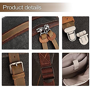 ISPEUIAL Canvas Rucksack Vintage Backpack Laptop Work-pack Rucksack Travel Casual Daypack Slim Durable for 13-16 Inch MacBook Laptop, Large Capacity, 30L