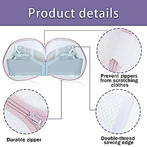 6 Pieces Bra Washing Bag for Laundry Mesh Wash Bag Laundry Bags Lingerie Bag Underwear Brassiere Washing Bags with Zipper for Women Laundry Storage (Pink)