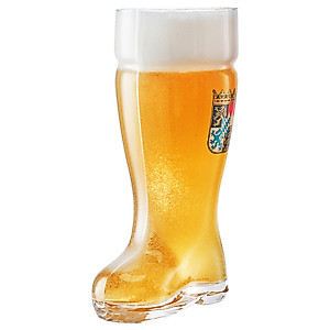 Burns Glass Das Boot Beer Glass for Oktoberfest, 1.35 Liter Large Beer Mug, Funny Restaurants German Stein Beer Glasse Great Bachelor Party Gift, Set of 1