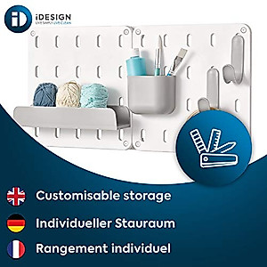 iDesign Cade BPA-Free Plastic Modular Hanging Pegboard Organizer Grid, 26" x 13" x 0.5", Matte White