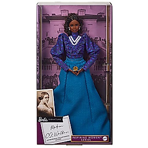 Barbie Inspiring Women Doll, Madam C.J. Walker Wearing Puff Sleeve Blouse, Full-Length Skirt & Accessories, Collectible with Doll Stand & Certificate of Authenticity