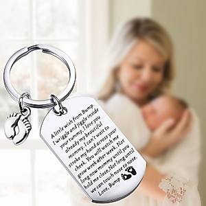 WSNANG Mommy To Be Keychain Gift A Little Wish From Bump Pregnancy Baby Announcement Gifts New Mom Jewelry (A Little Wish Bump DT)