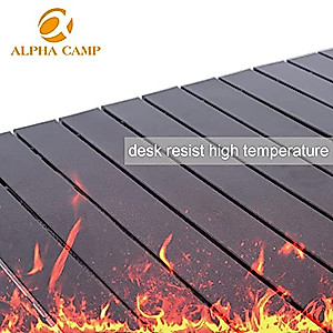 ALPHA CAMP Camping Table Outdoor Portable Table with Storage Adjustable Aluminum Table for Grill Travel Table Outdoor Picnic,Beach,BBQ,Backyards