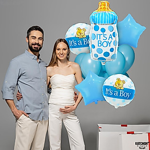 KatchOn, Its A Boy Balloons Set - Pack of 5 | Baby Boy Balloons | Baby Shower Balloons for Boy | Blue Baby Bottle Balloon, Welcome Baby Boy Decorations | It's A Boy Balloons, Baby Boy Foil Balloon