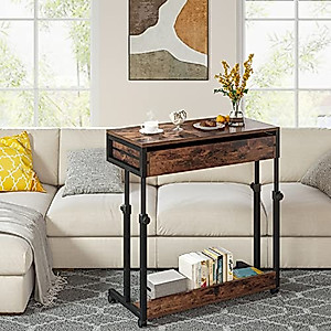 Tribesigns Portable Desk with Drawers, Mobile Laptop Desk with Wheels, Couch Desk Sofa Side Table Bed Desk, Small Standing Desk for Home Office