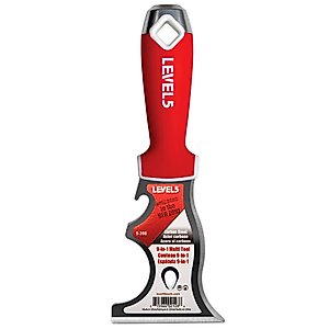 9-In-1 Painter’s Tool - LEVEL5 | Multi-Use Knife, Hardened Carbon Steel | Metal Hammer End | Pro-Grade Finishing Tools | 5-200