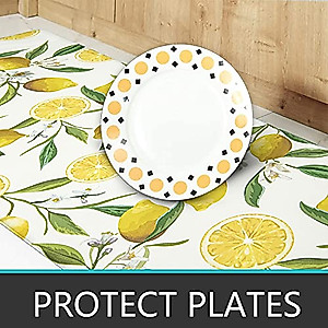 SHACOS Lemon Kitchen Rugs Mats 2 Pieces Anti Fatigue Floor Rug Runner Set Non Slip Soft Cushioned Standing Mat Wipeable Floor Mat, 17"x27.5"+17"x47",White
