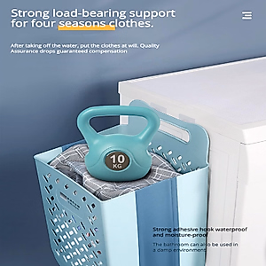 Wall-mounted Collapsible Laundry Basket, Tall Plastic Hamper for Dirty Clothes, Punch-free Storage Bins with Soft Handle, for Organizing Home, Clothes, Towels, Blanket, Toys (grey, xl)