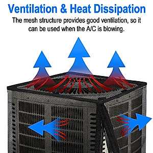 Air Conditioner Cover for Outside Unit, TRELC All Seasons Full Mesh AC Cover with Detachable Waterproof Top, Outdoor Winter Air Conditioner Cover Against Cottonwood, Leaves (31.5" x 31.5" x 35.4")