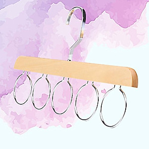 DOITOOL Multifunctional Wooden Scarf Closet Organizer Hanger Ties Belts Shawls Holder Rack with 5 Loops Clothes Organizer Holders for Home