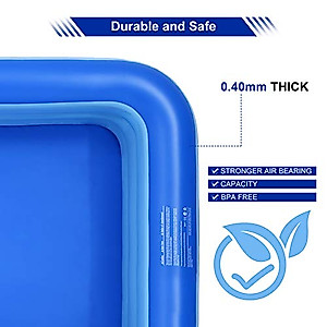 Inflatable Pool, 98.4" X 66.9"X 21.7" Swimming Pool for Toddlers, Adult, Kids, Infant, Full-Sized Inflatable Blow Up Kiddie Pool for Summer Swim Center, Outdoor, Garden, Backyard,