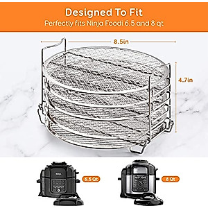 Goldlion Dehydrator Rack Stainless Steel Stand Accessories Compatible with Ninja Foodi Pressure Cooker and Air Fryer 6.5 and 8 Quart, Instant Pot Air Fryer 8 Qt