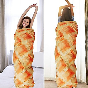 Waffles Blanket, Tortilla Blanket for Adults and Kids, Funny Food Throw Blanket, Novelty Gifts for Everyone, Soft Throw Blanket for Bed Couch or Travel - 71 inchs Orange