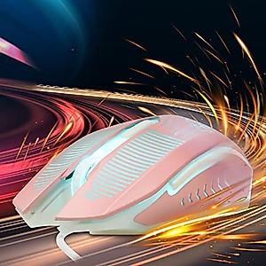 Pink Keyboard and Mouse Gaming Setup USB Wired Kawaii Combo Multi Color RGB Backlit Non-Conflict Brown Mechanical Switch Feel 4200DPI Mice for PC Game Host PS4 PS5 Computer
