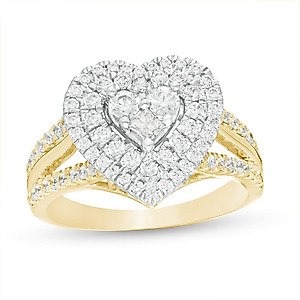 CTIEIP 10K 14K 18K Gold Natural Diamond Heart Engagement Rings for Women,Diamond Heart Anniversary Promise Ring with Engraved Name(G-H Color, I2-I3 Clarity) (SOLITAIRE 3)