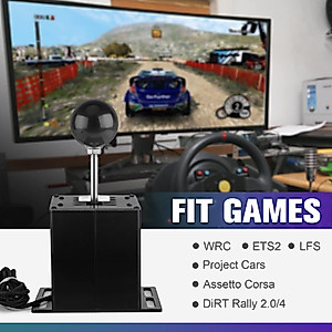 aikeec USB Simulator Shifter for ATS ETS Dust WRC Sim Racing Games H Sequential Shifter for Logitech G29 G27 G25 G920 T300RS/GT Steering Wheel PC Windows 7+R Sequential Gearshift Knob Black